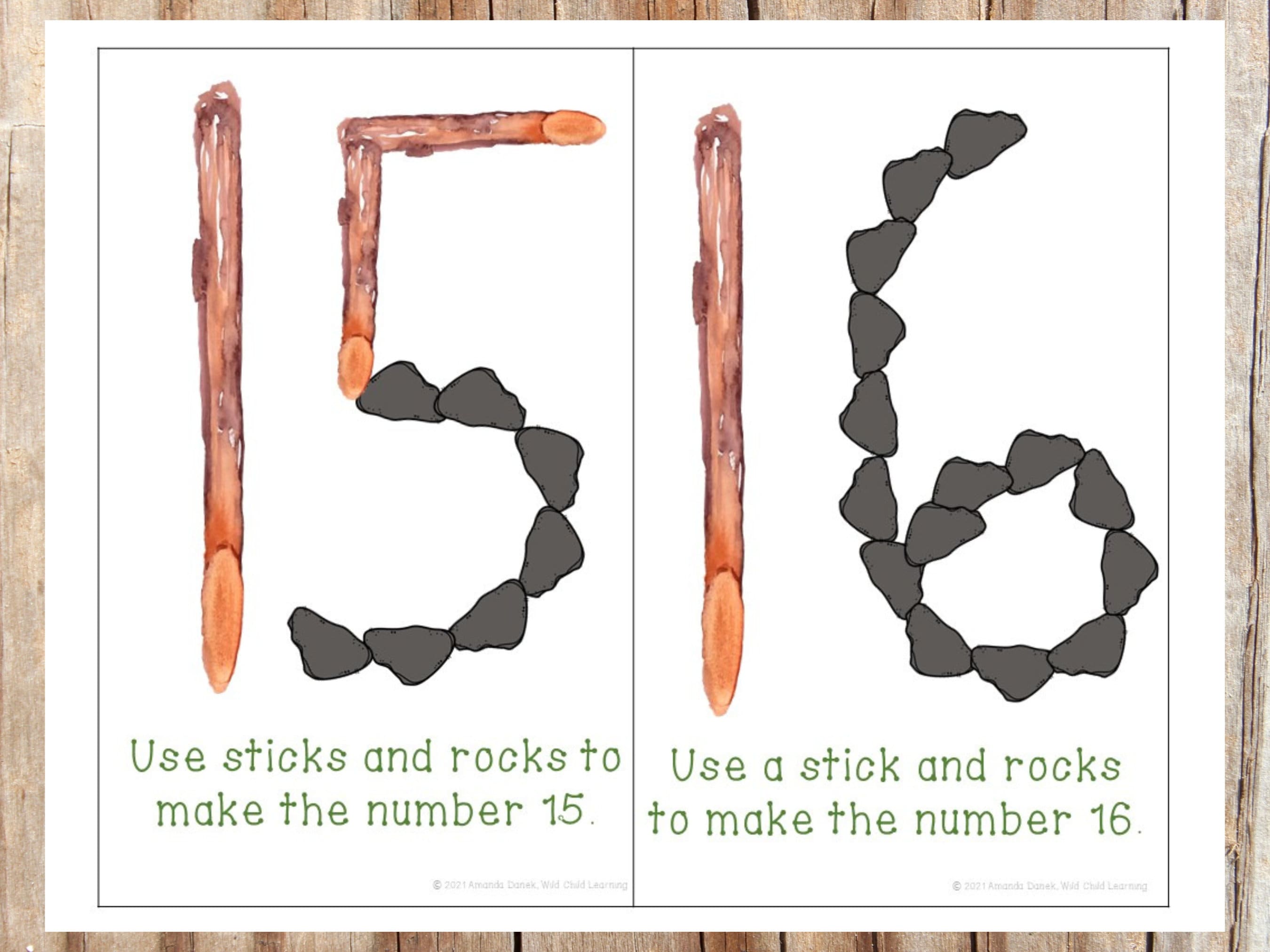 Number Activity Cards, 1-20, Nature Based Learning, Preschool ...