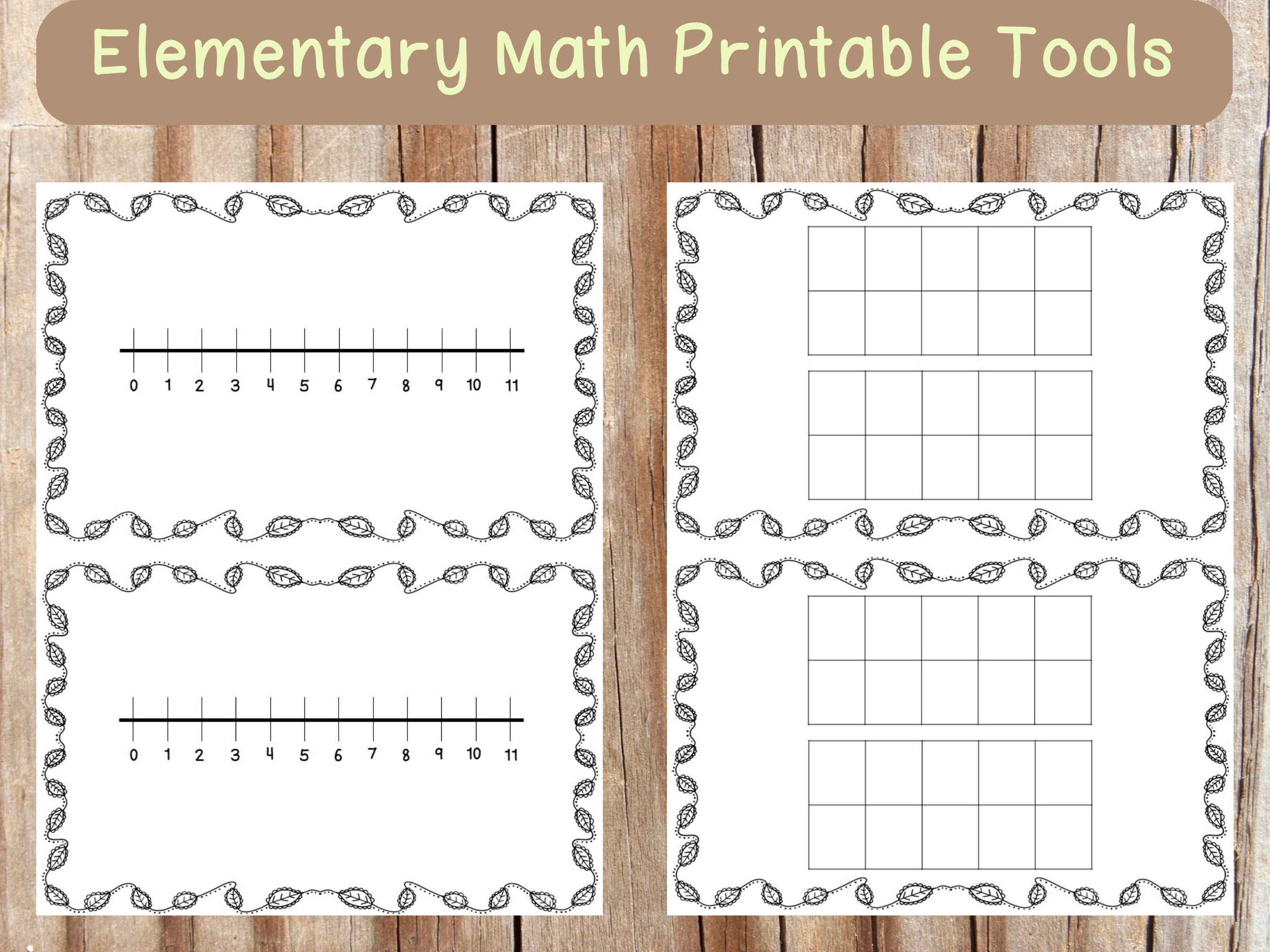Printable Elementary Math Bundle- Tens Frames, Number Lines, Number ...
