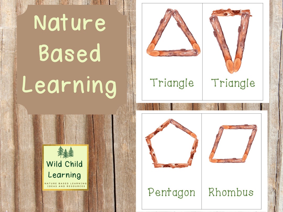 Shape Activity Cards, Nature Based Learning, Preschool, Kindergarten ...