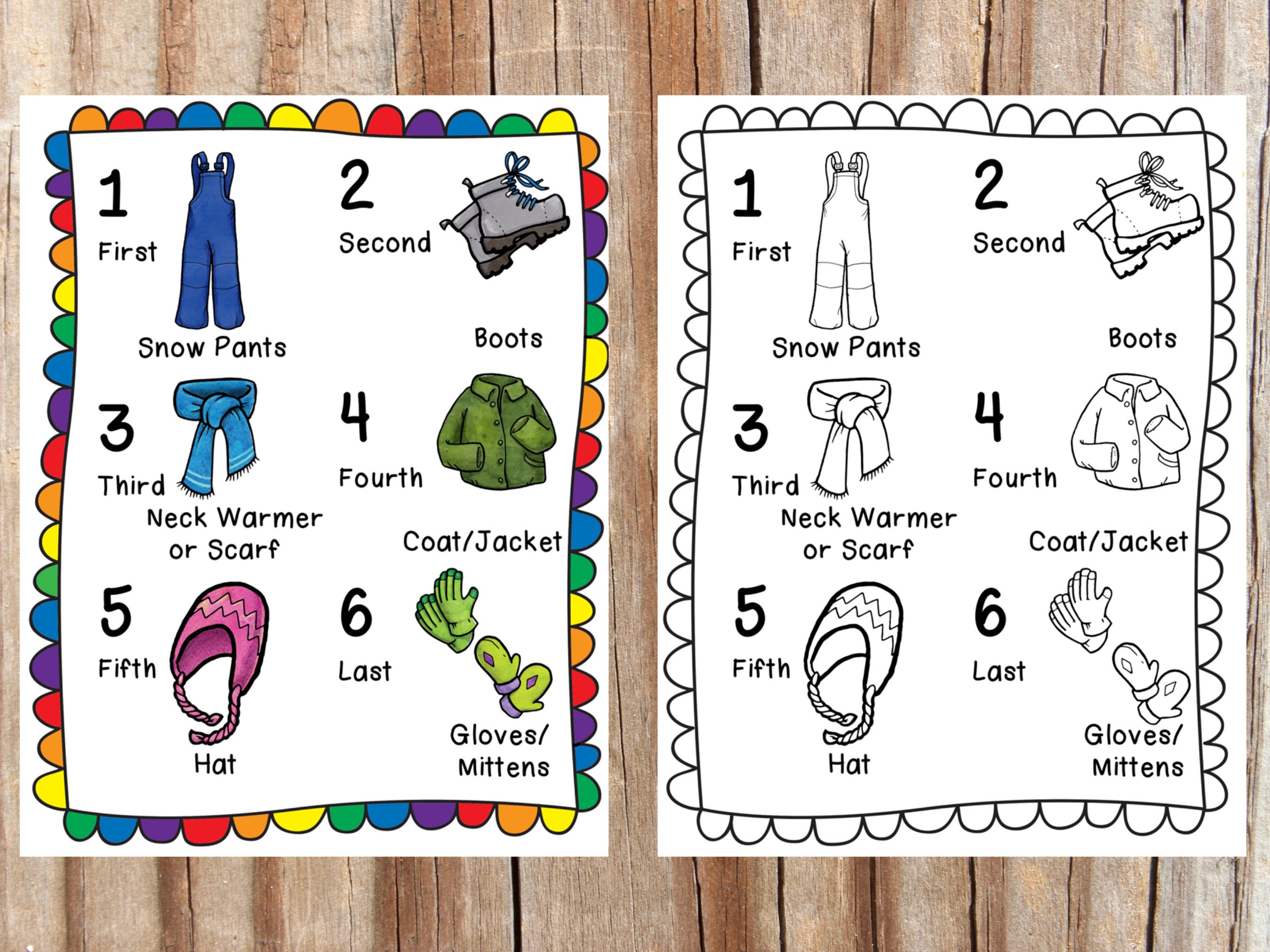 Dressing for Winter Weather Sequencing Posters Pintables, Nature Based ...