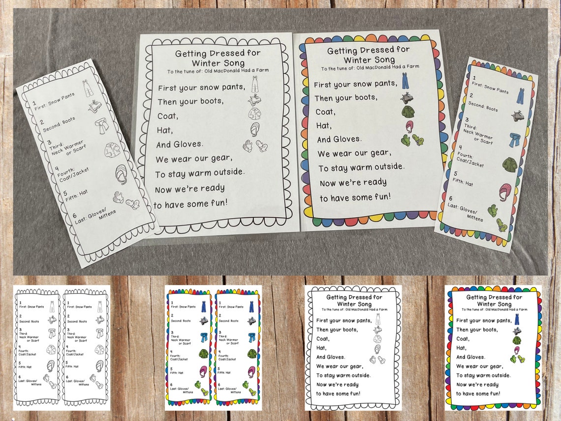 Dressing for Winter Weather Sequencing Posters Pintables, Nature Based ...