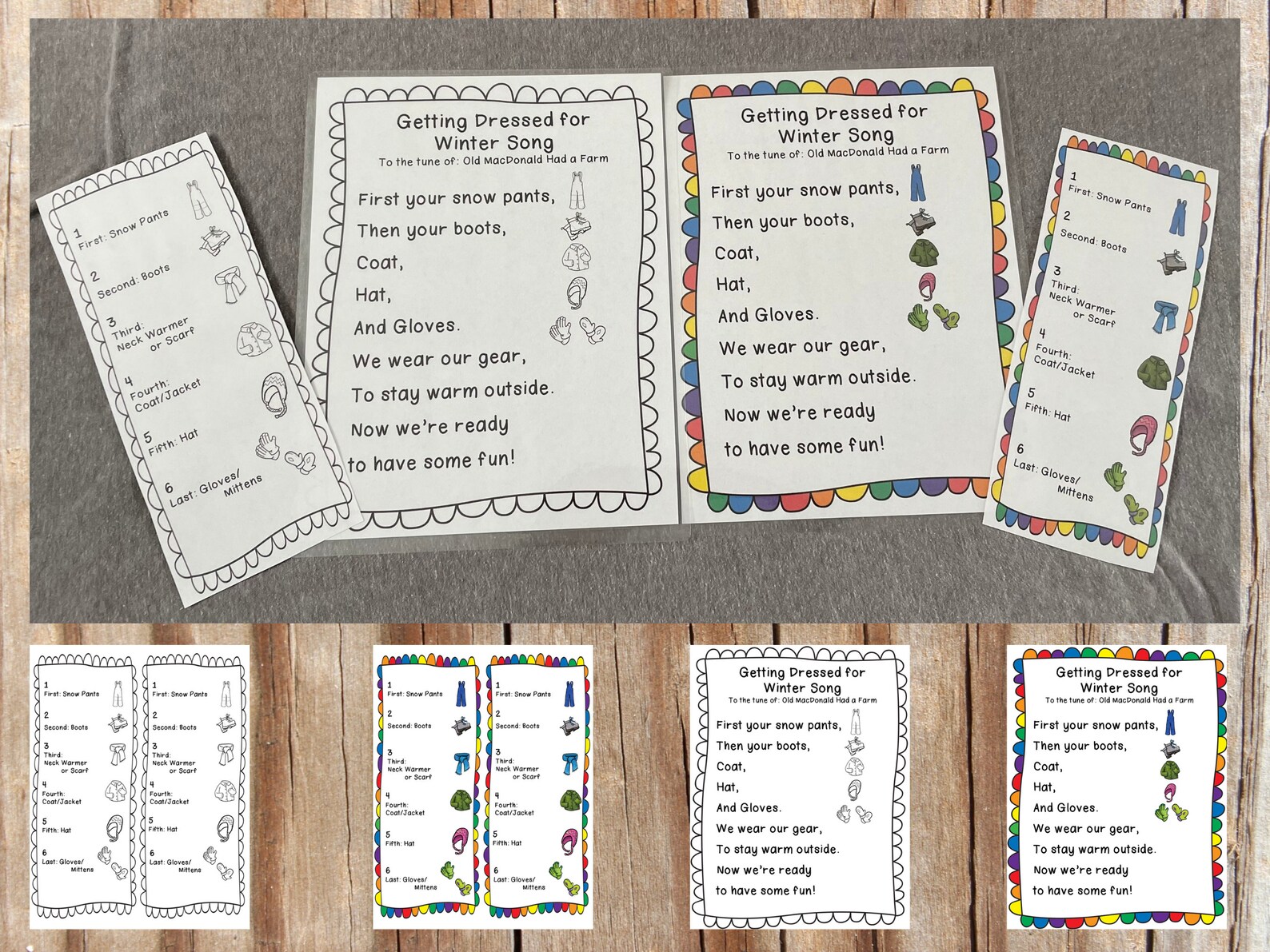 Dressing for Winter Weather Sequencing Posters Pintables, Nature Based ...