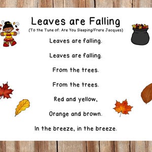 Fall Songs and Poems for Kids- Songs About Leaves, Acorns, Turkey ...