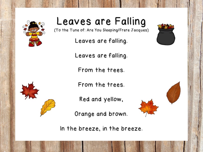 Fall Songs and Poems for Kids- Songs About Leaves, Acorns, Turkey ...