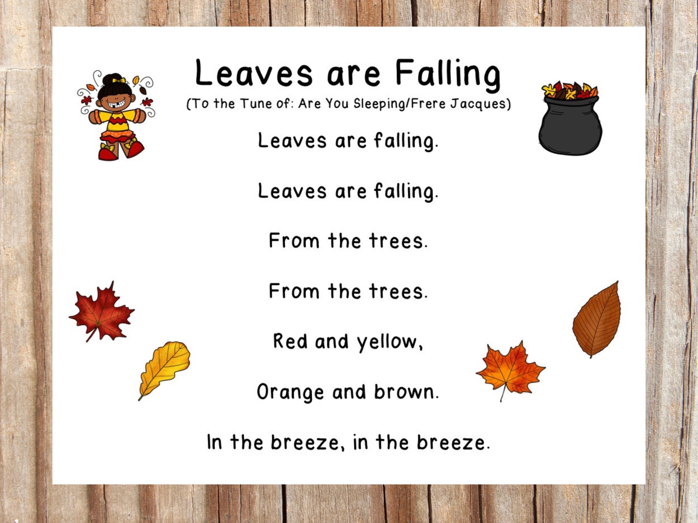 Fall Songs and Poems for Kids- Songs About Leaves, Acorns, Turkey ...