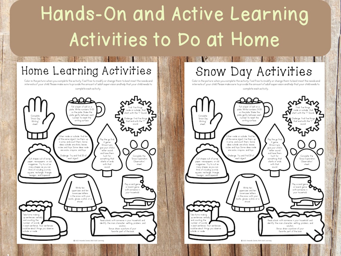 Snow Day Learning Choice Board Printable for Kindergarten and Preschool ...