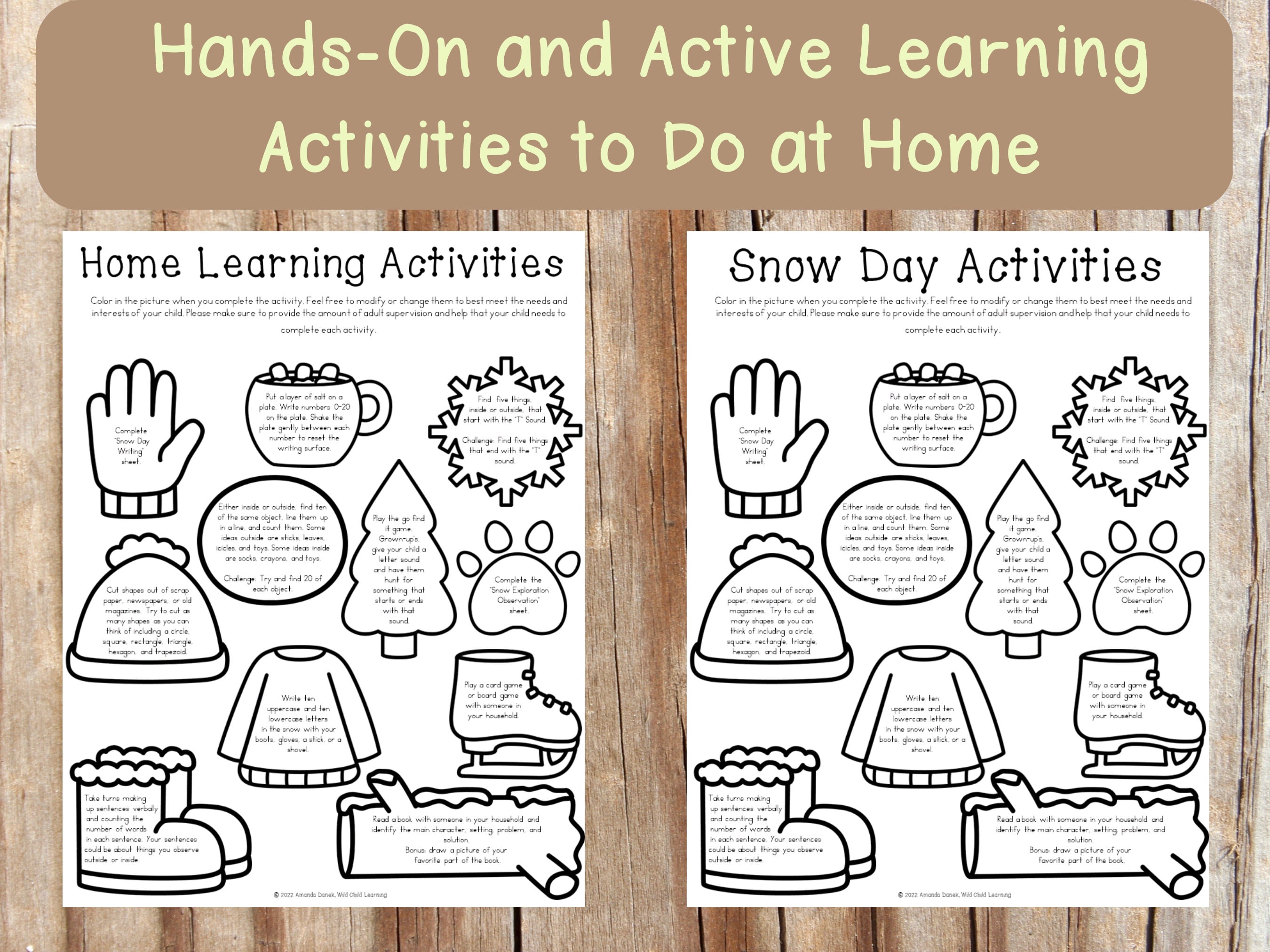Snow Day Learning Choice Board Printable for Kindergarten and Preschool ...