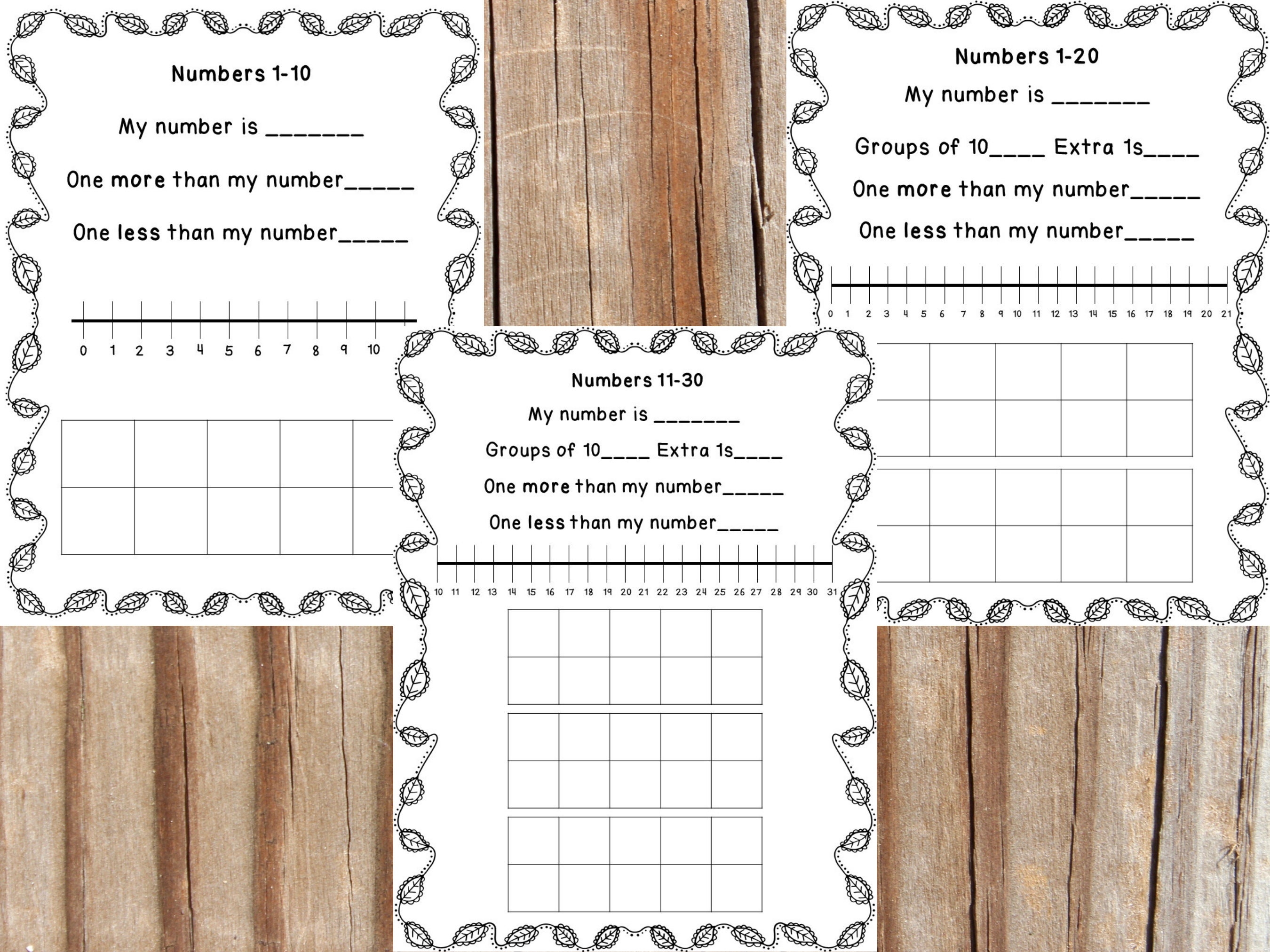 Number Study Review Sheets for Kindergarten and First Grade One More ...