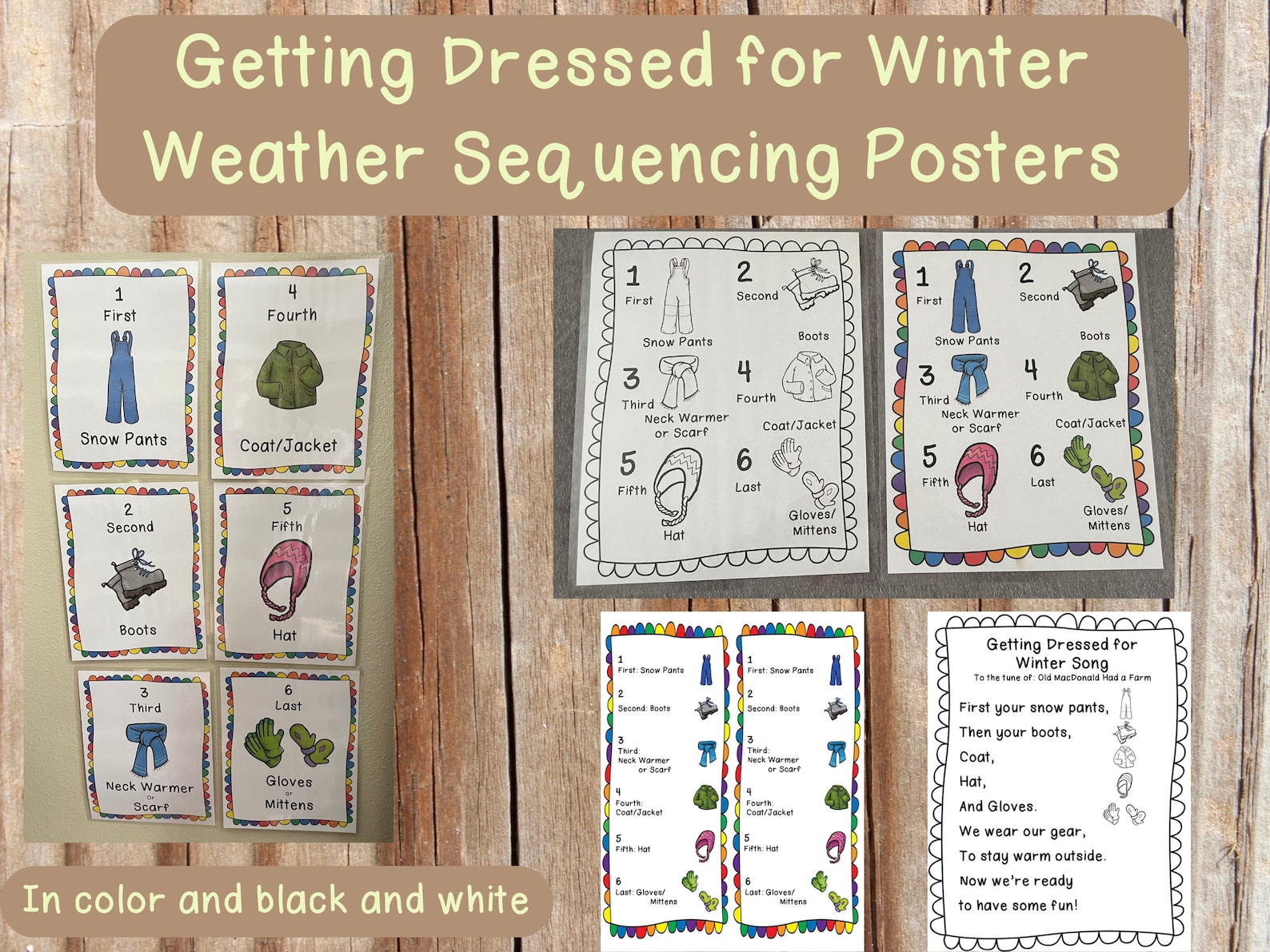 Dressing for Winter Weather Sequencing Posters Pintables, Nature Based ...