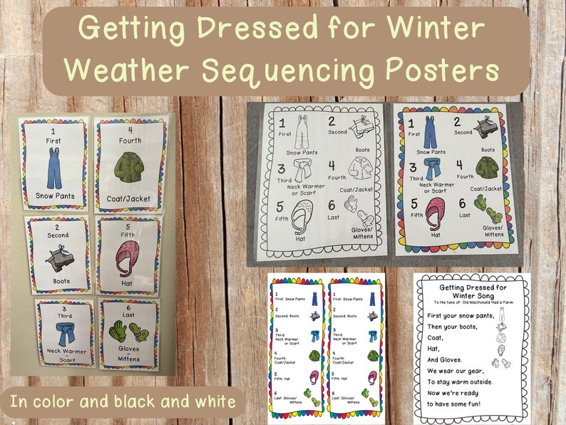 Dressing for Winter Weather Sequencing Posters Pintables, Nature Based ...