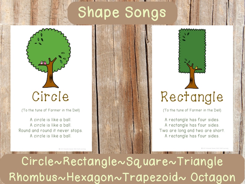 Shape Song Cards Printable-preschool and Kindergarten Circle Time ...