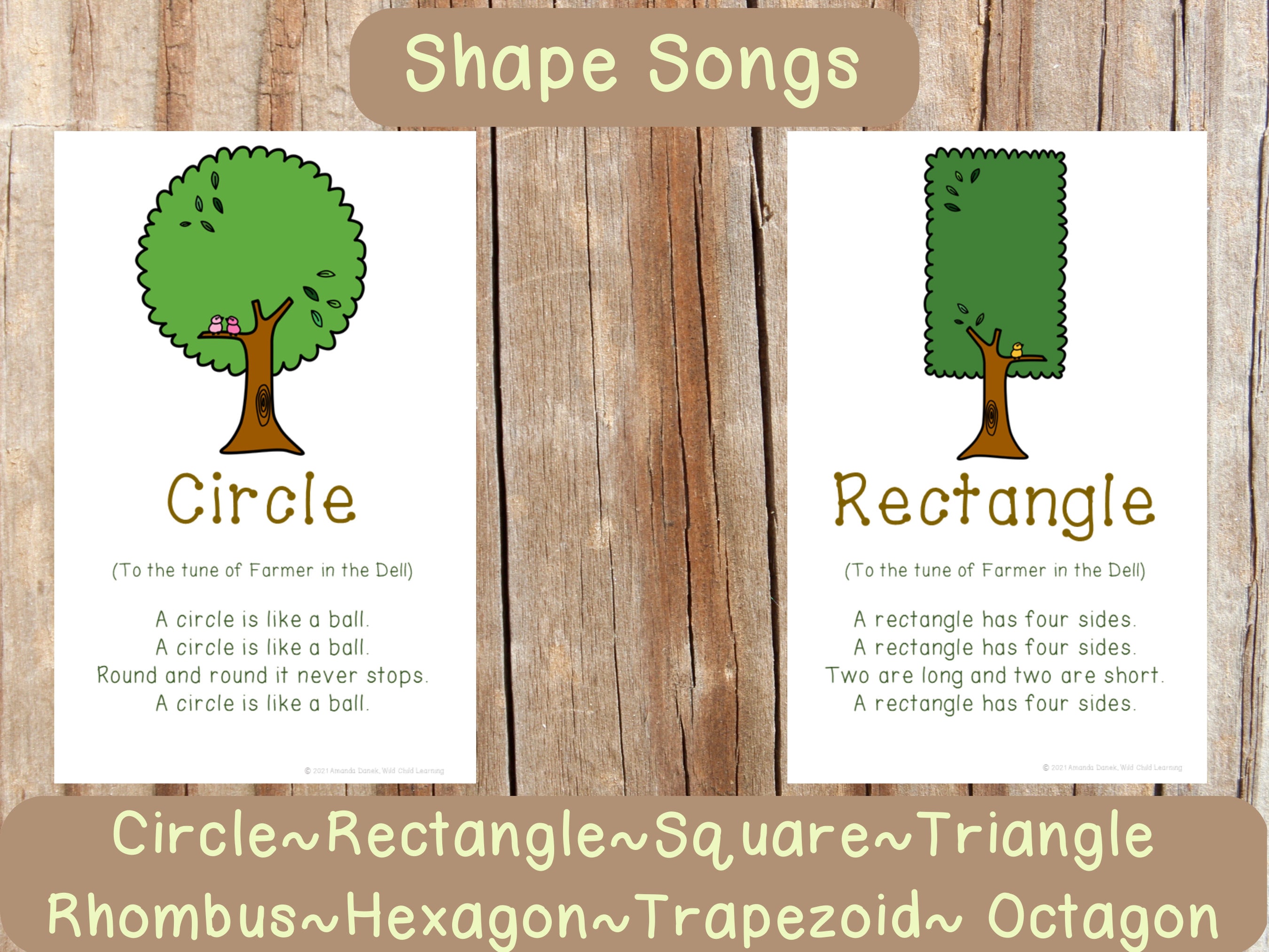 Shape Song Cards Printable-preschool and Kindergarten Circle Time ...