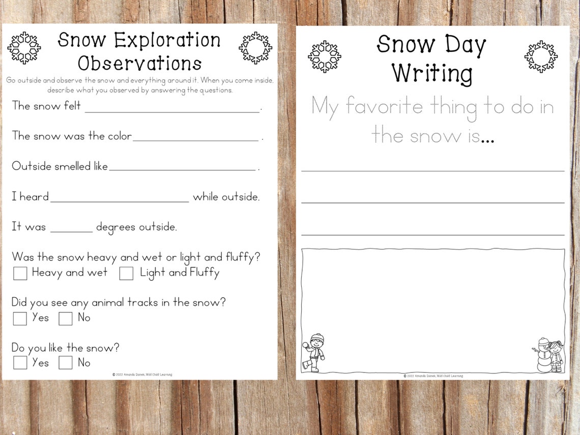 Snow Day Learning Choice Board Printable for Kindergarten and Preschool ...