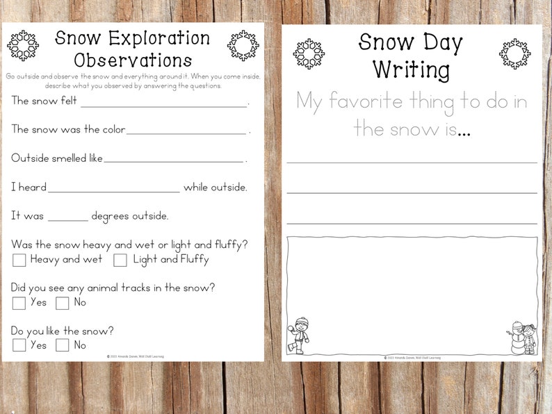 Snow Day Learning Choice Board Printable for Kindergarten and Preschool ...