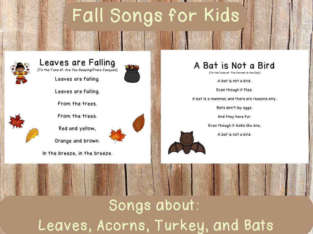 Fall Songs And Poems For Kids Songs About Leaves Acorns Turkey