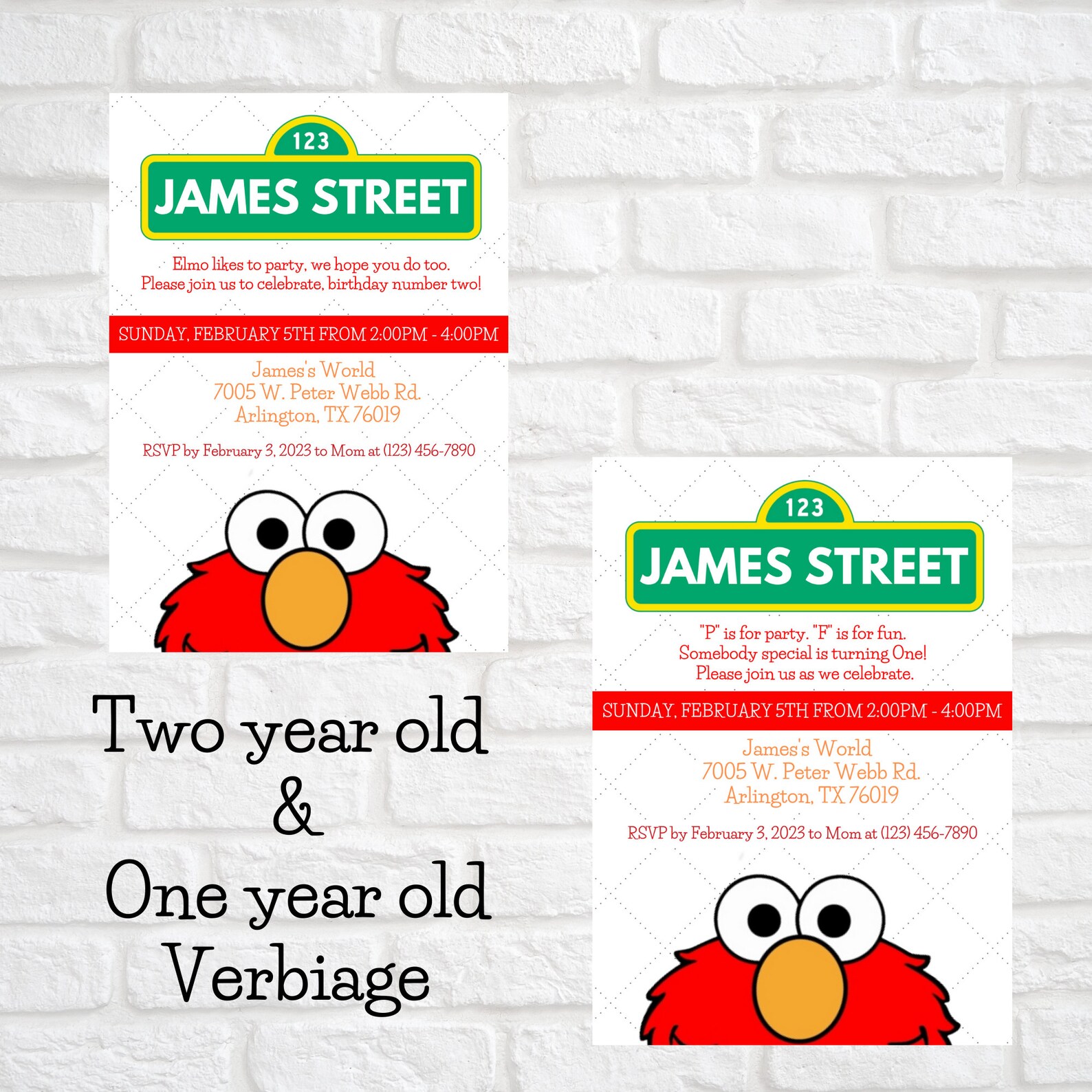 Personalized Elmo Birthday Invitation Sesame Street Birthday Invitation ...