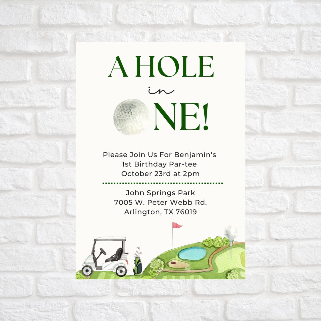 Personalized Golf Birthday Invitation | A Hole in One Birthday ...