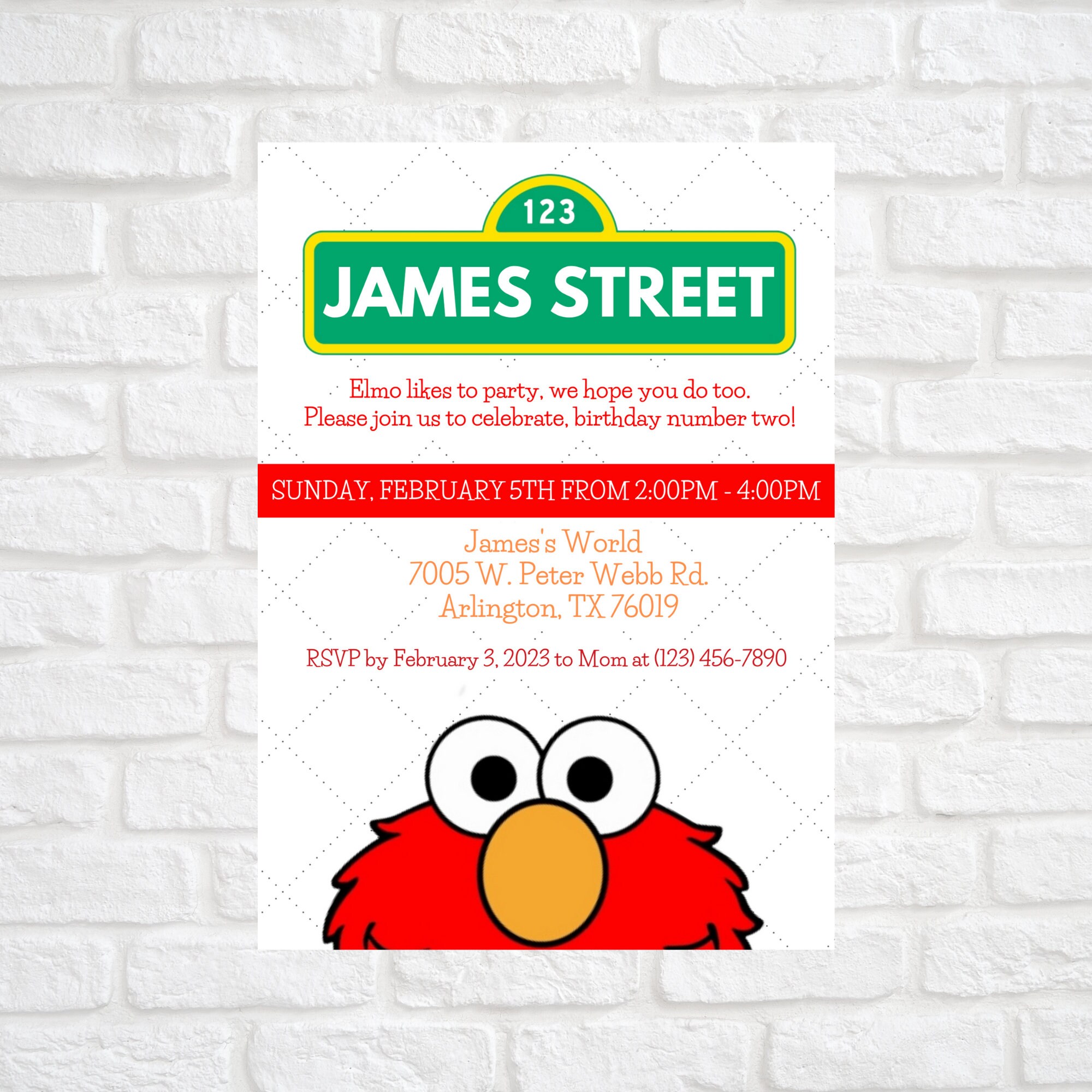 Blank Elmo Birthday Invitations