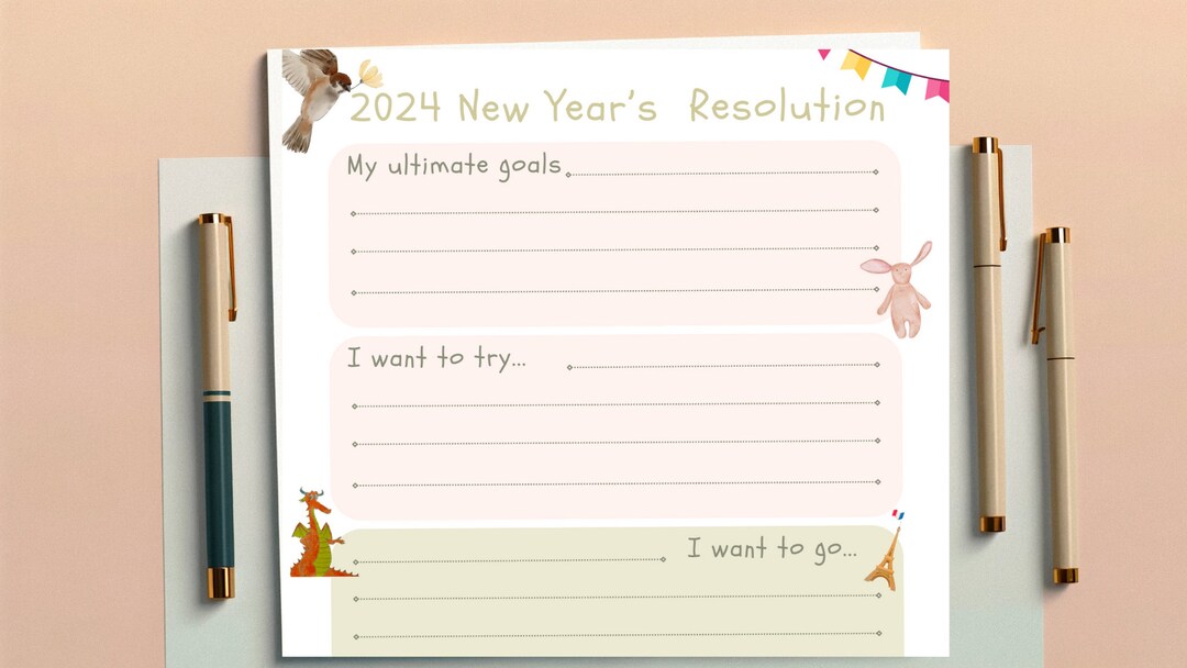 2024 New Year's Resolution Digital Printable. Great for Adults and Kids ...