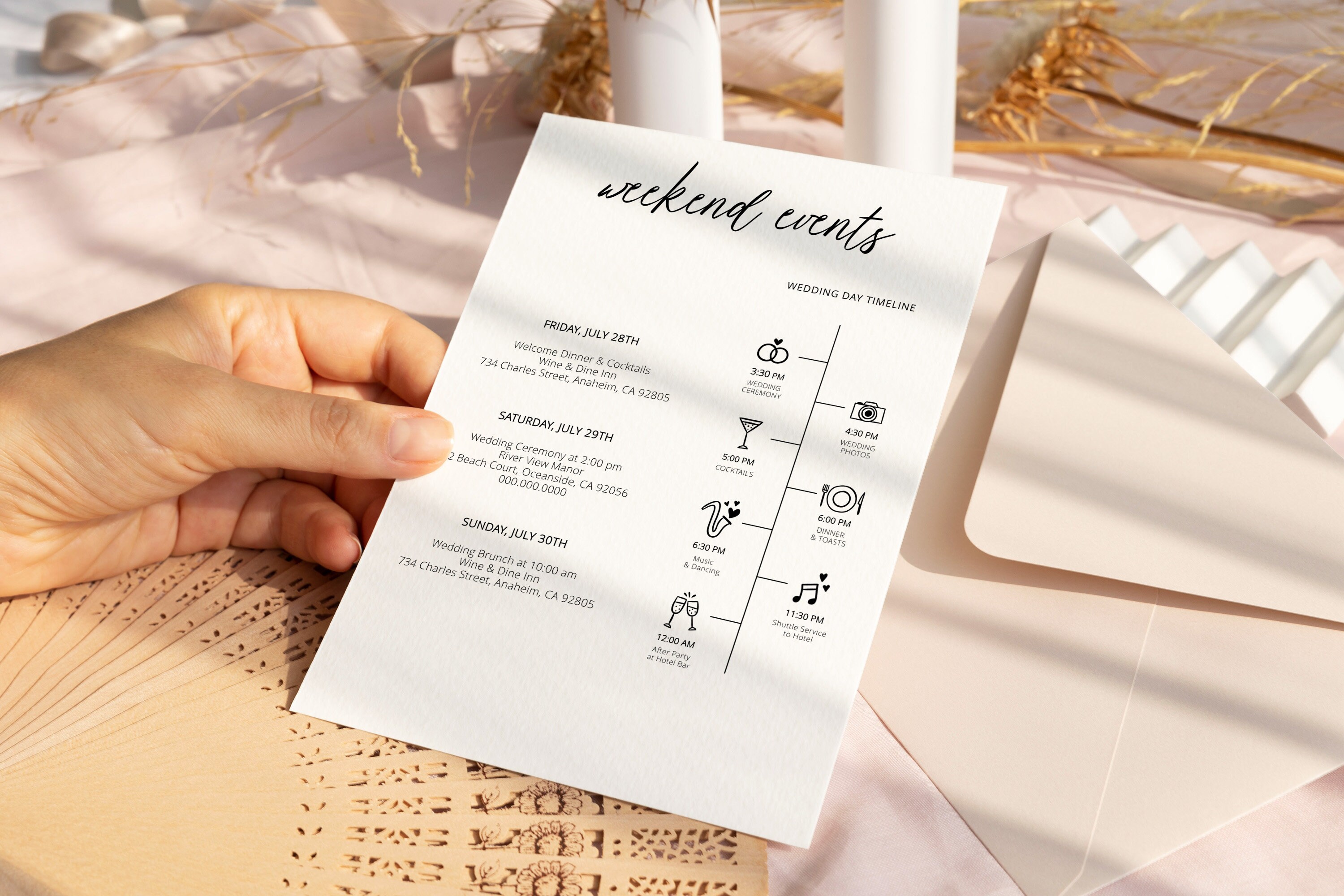 Wedding Timeline Program Template, Wedding Day Timeline, Wedding Order ...