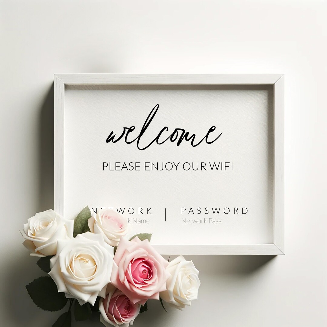 Editable Wifi Password Sign, Custom Wifi Sign, Wifi Table Sign, Wedding ...
