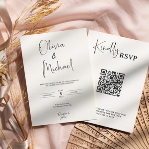 Qr Code Wedding Invitation, Modern Invitation, Printable Wedding ...