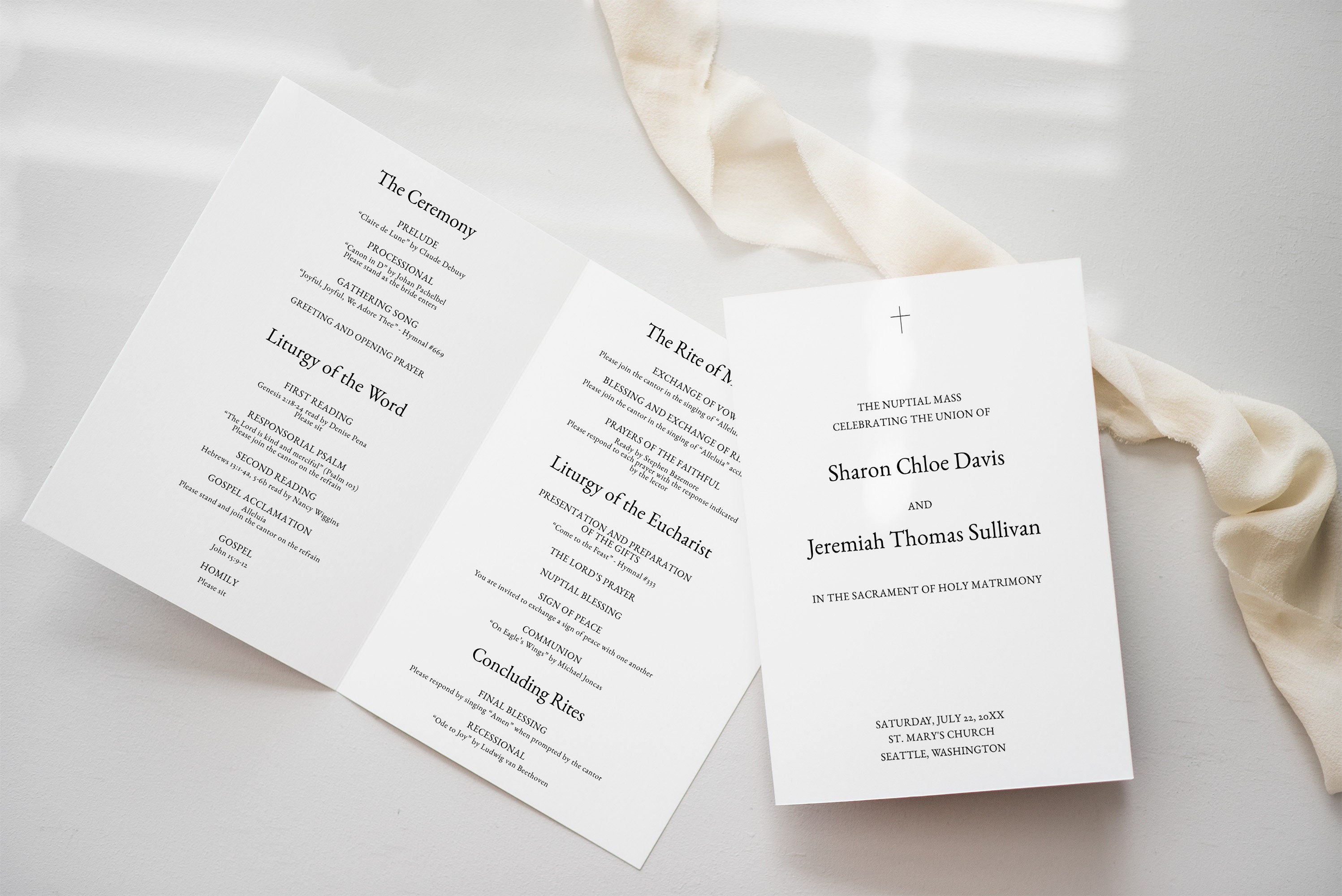 Catholic Wedding Program Template Custom, Catholic Program, Church ...