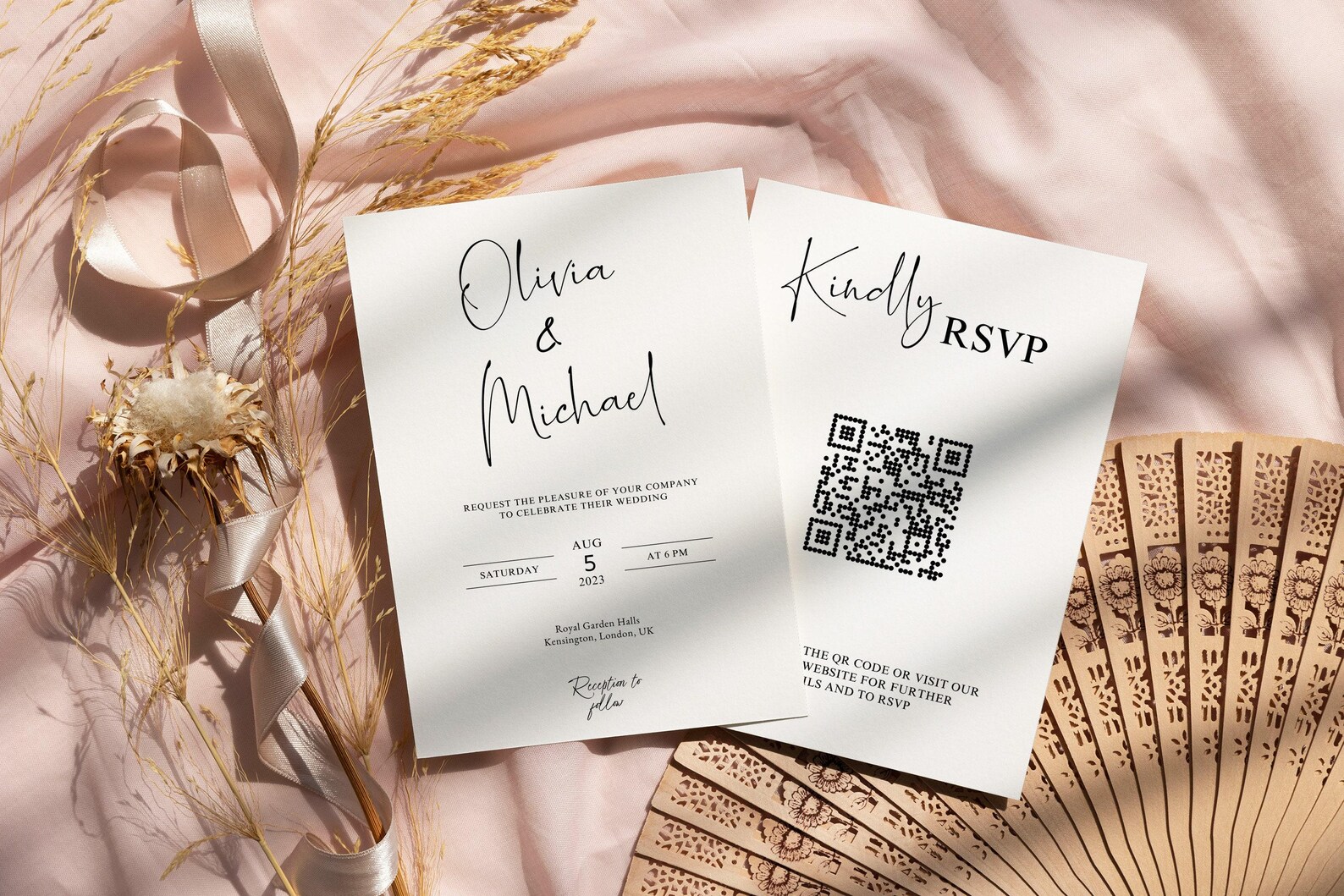 Qr Code Wedding Invitation, Modern Invitation, Printable Wedding ...