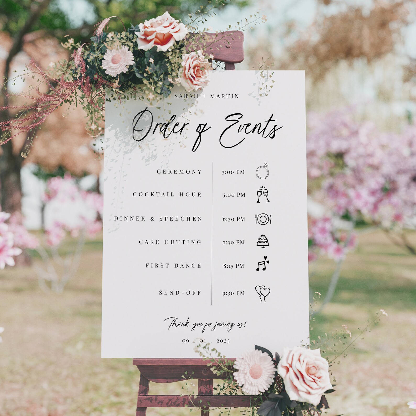 Wedding Order of Events Timeline Sign Template, Order of Events Sign ...