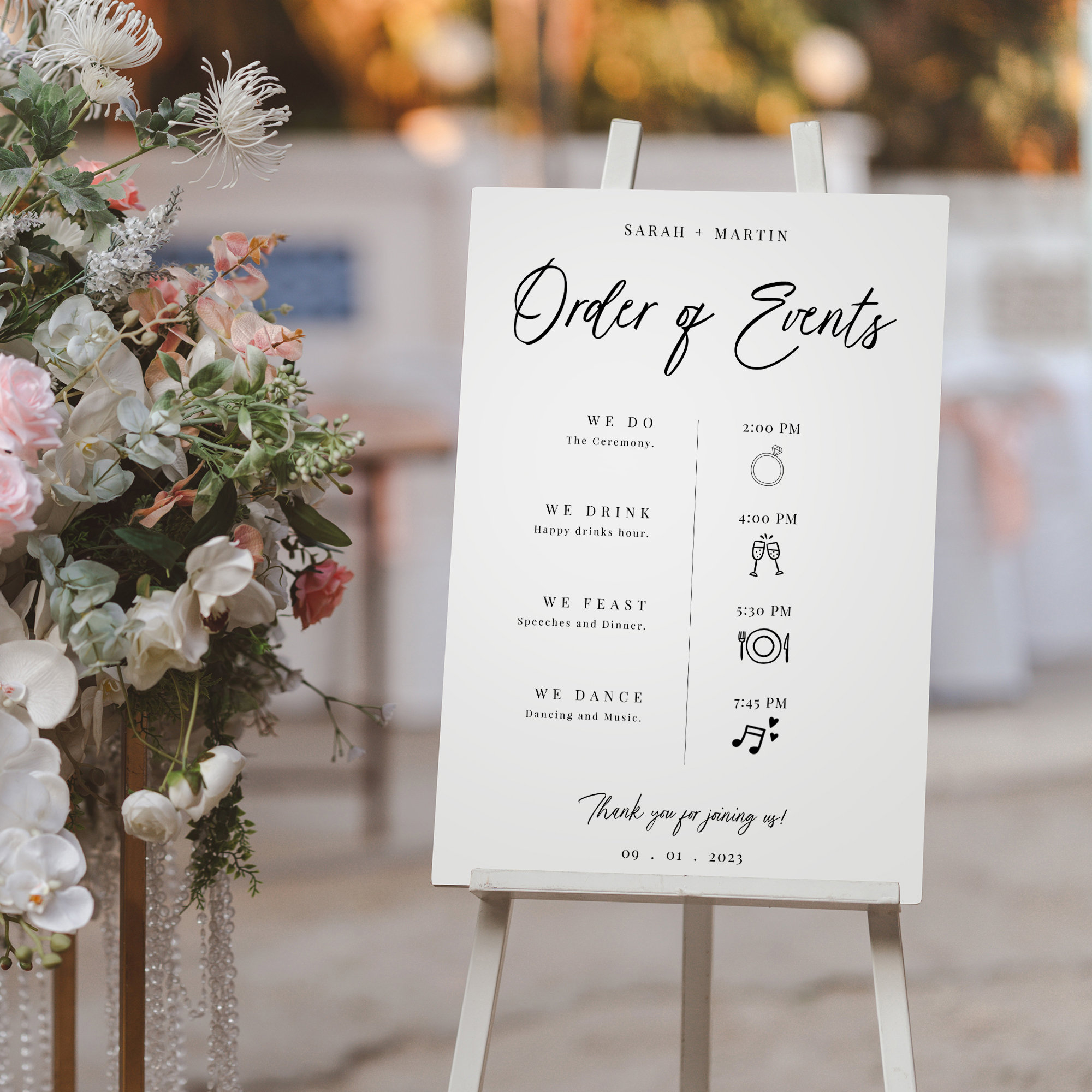 Plantilla de signo de línea de tiempo de orden de eventos de boda ...