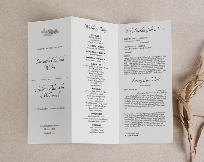 Catholic Wedding Program Template With Mass, Catholic Program, Church ...