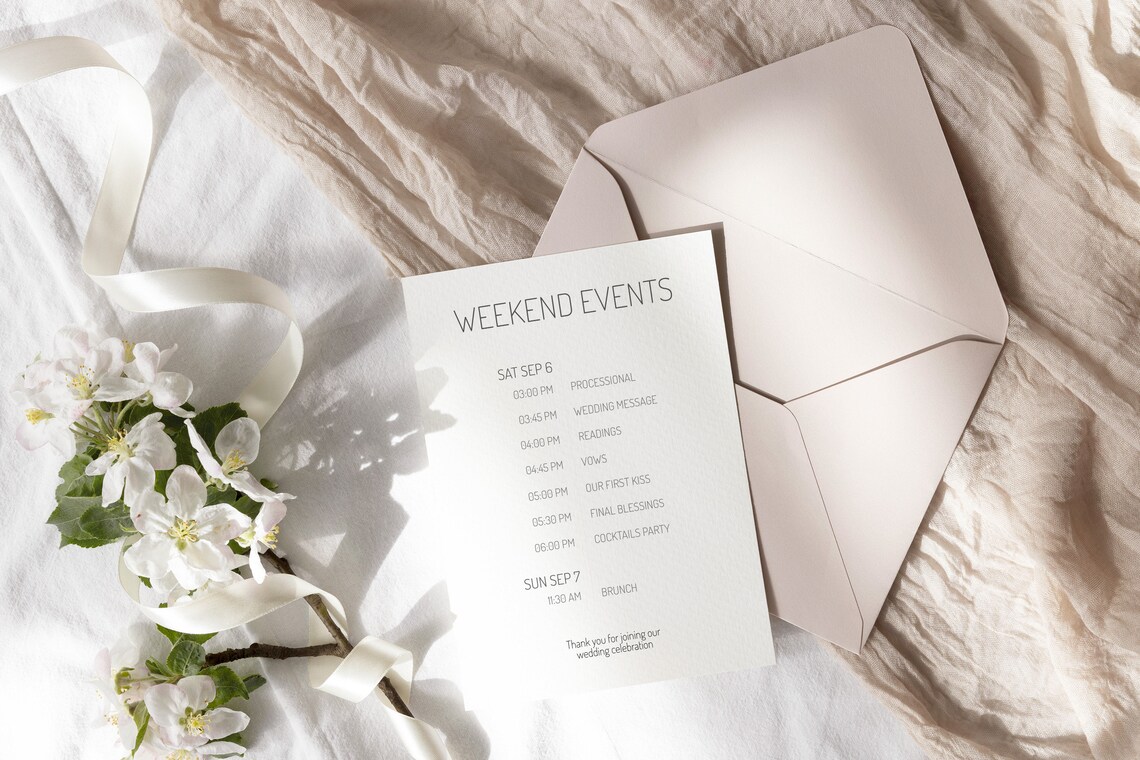 Printable Wedding Timeline Card, Timeline Card, Timeline Itinerary ...