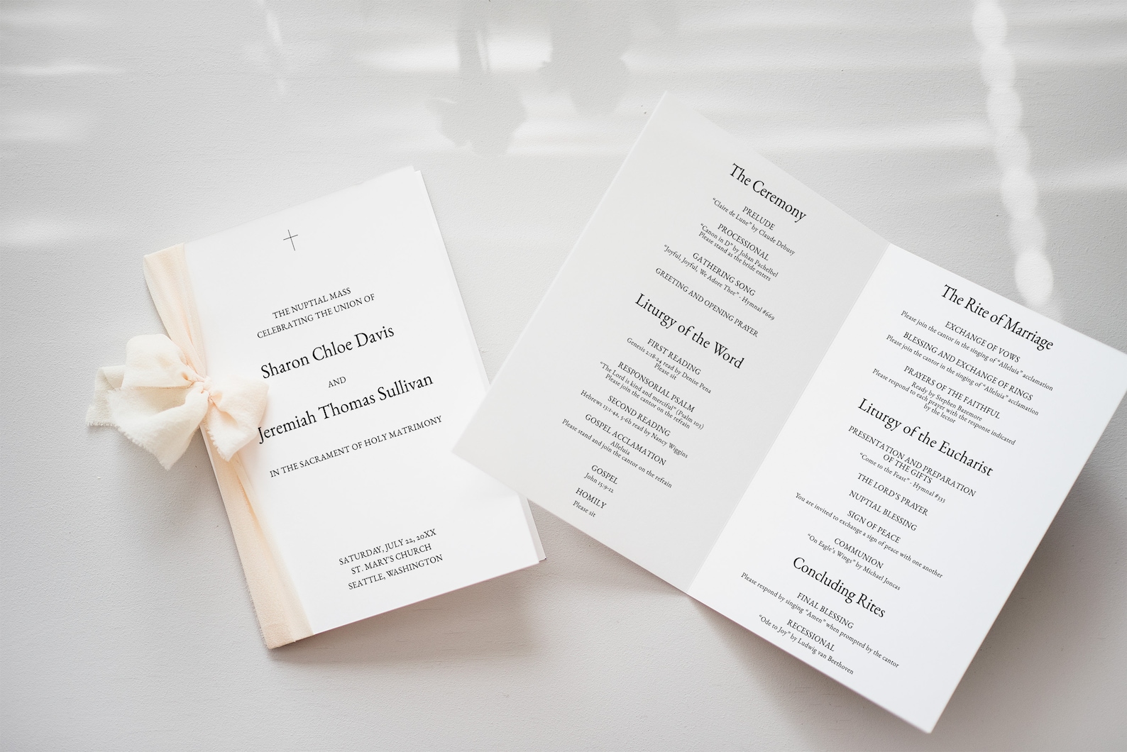Catholic Wedding Program Template Custom, Catholic Program, Church Program, Folded Catholic ...