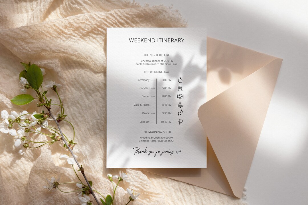 Printable Wedding Day Timeline, Program Timeline, Service Timeline ...