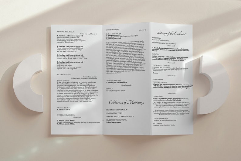 Catholic Wedding Program Template With Mass, Catholic Program, Church ...