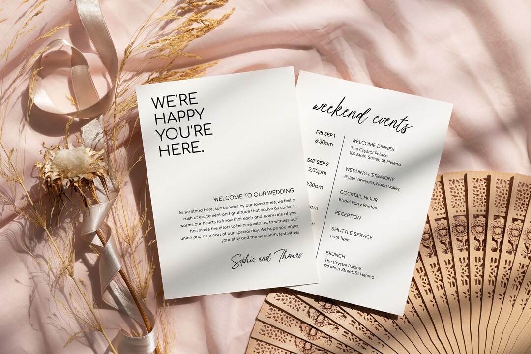 Minimalist Wedding Program Printable, Wedding Welcome, Modern Welcome ...