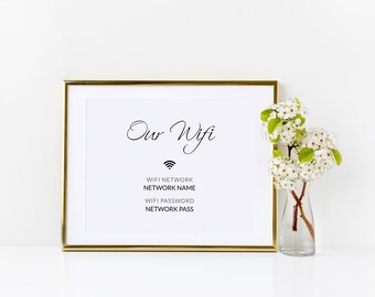 Editable Wifi Password Sign, Custom Wifi Sign, Wifi Table Sign, Wedding ...