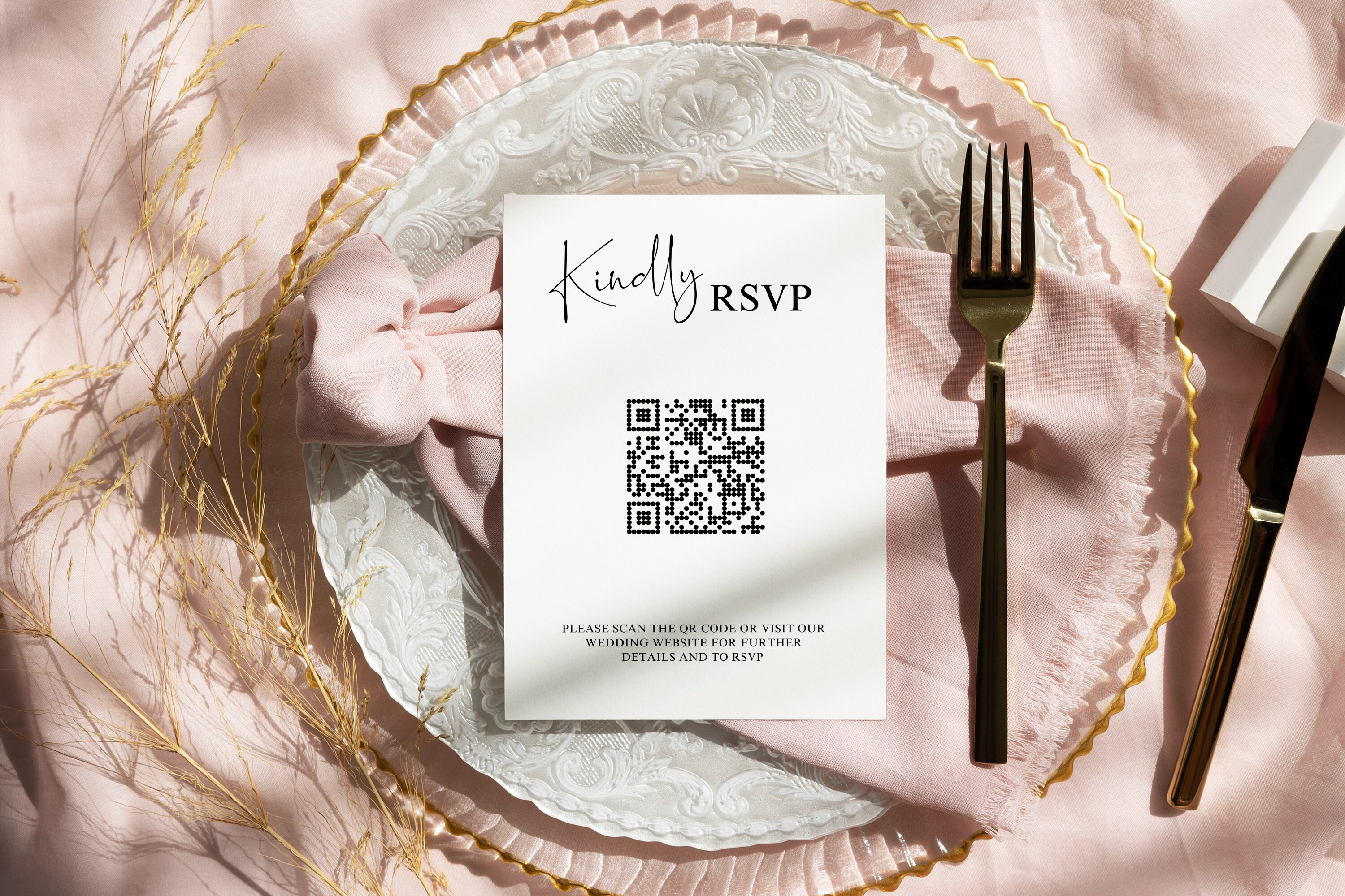 Qr Code Wedding Invitation Modern Invitation Printable - Etsy