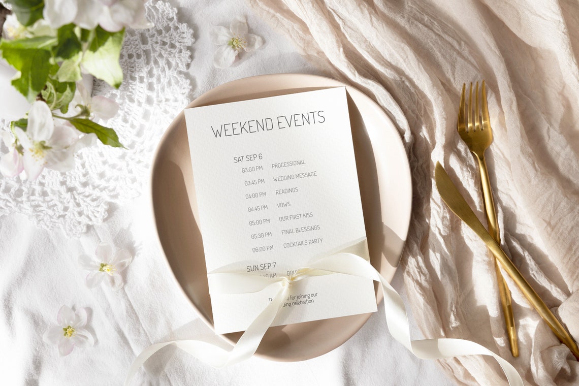 Printable Wedding Timeline Card, Timeline Card, Timeline Itinerary ...