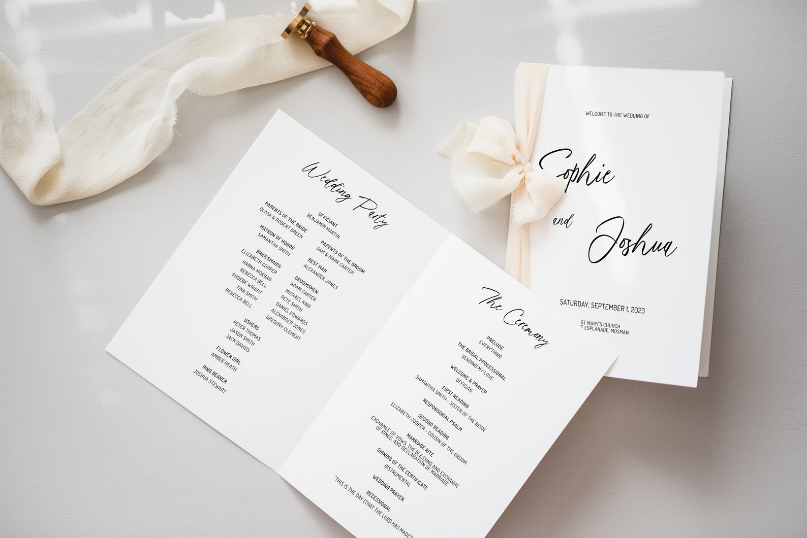 Folded Catholic Ceremony Program, Catholic Ceremony, Church Ceremony ...