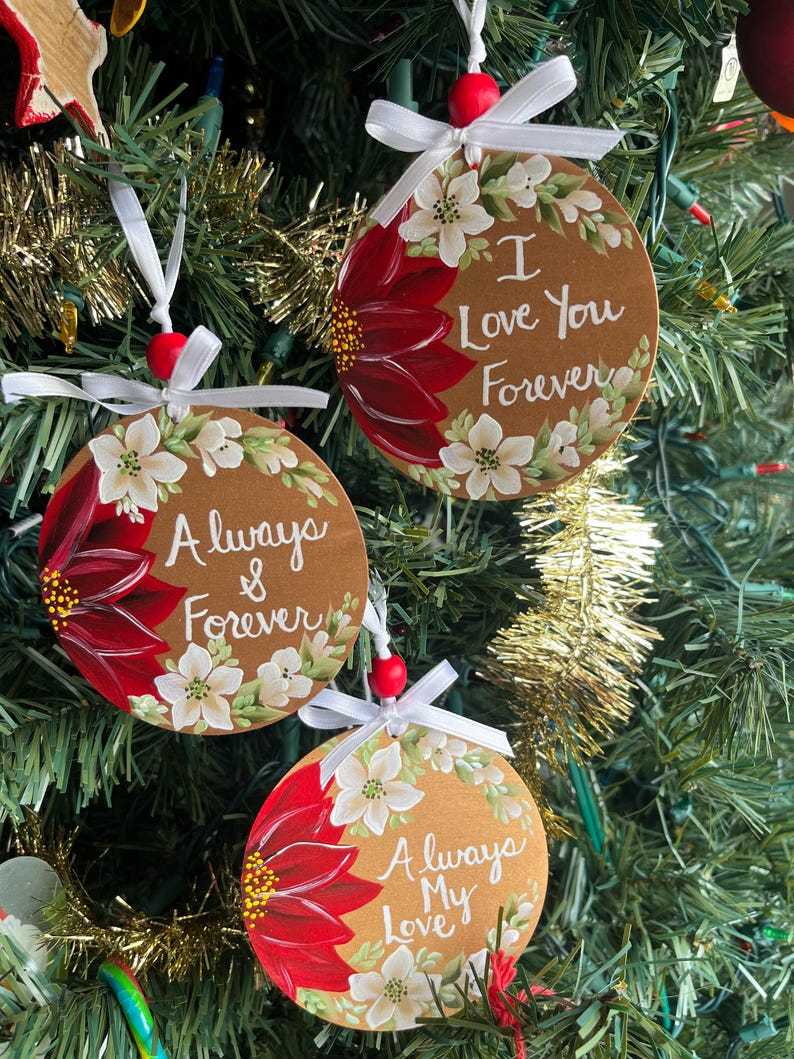 Personalized Hand Painted Ornament Gift, Handmade Floral Christmas ...