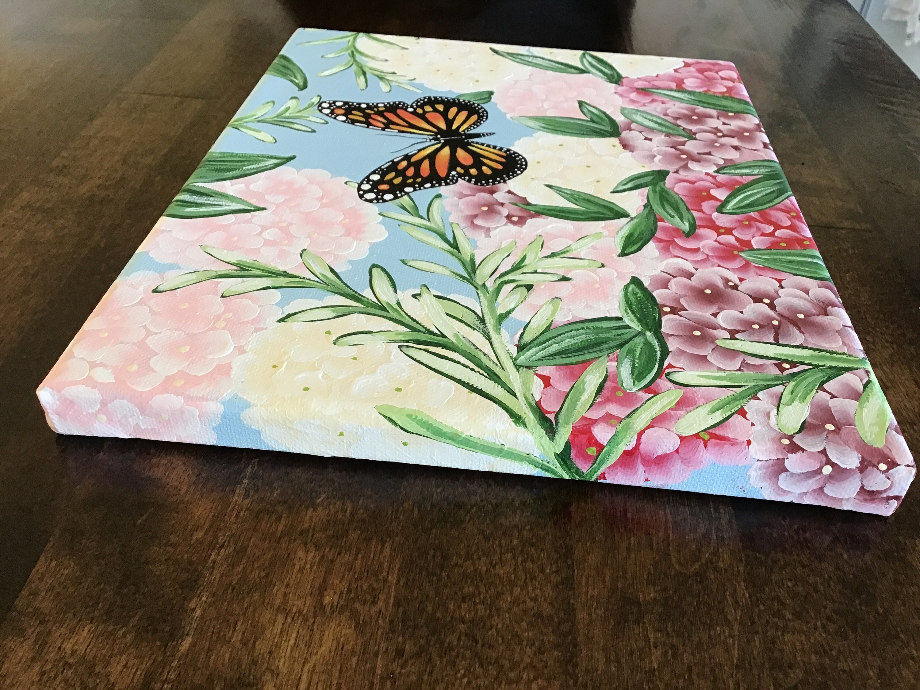 Pink Butterfly Garden Butterfly Painting Floral Home Decor - Etsy