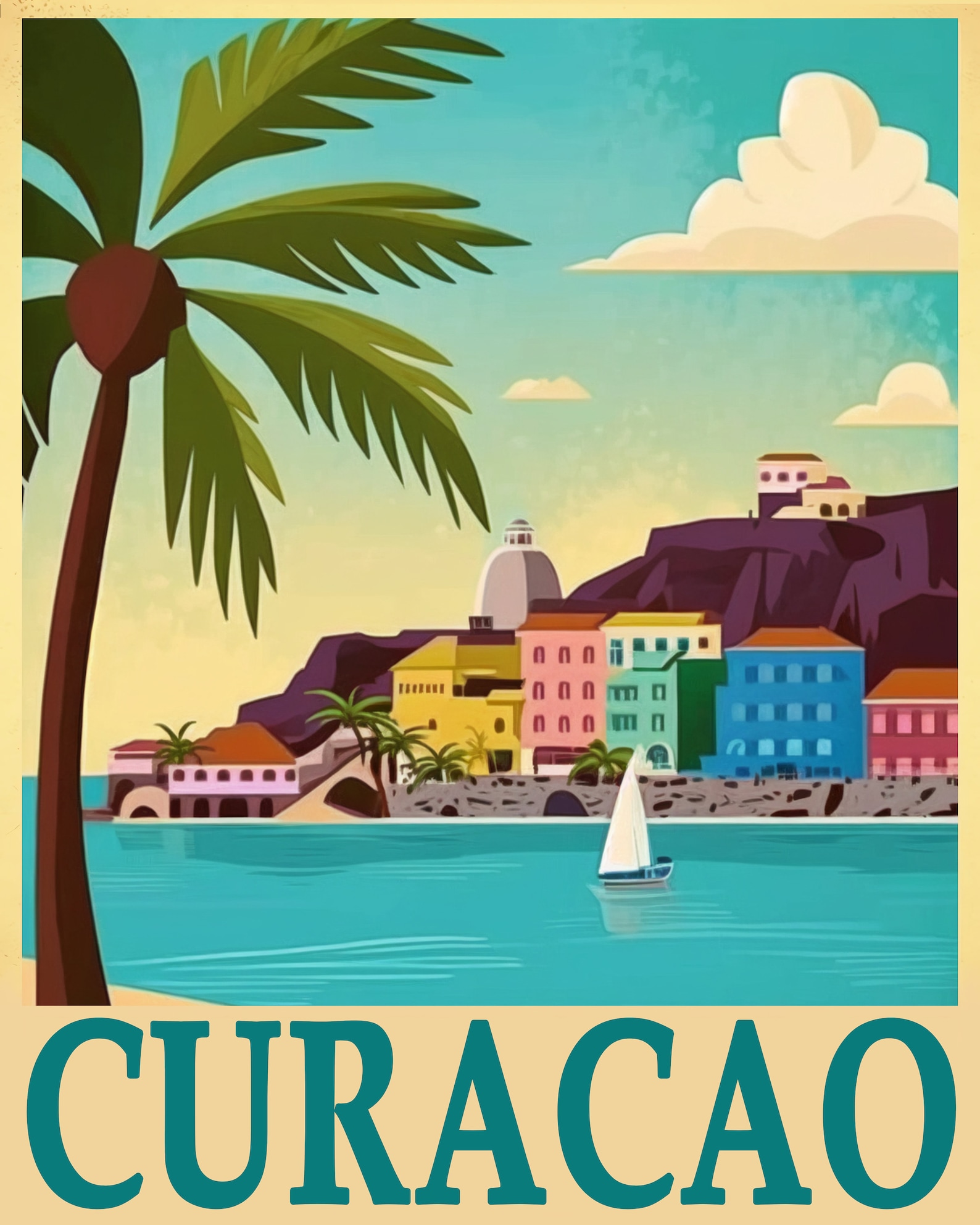 Curacao Wall Art | Curacao Travel Poster | Curaçao Wall Art | Curaçao ...