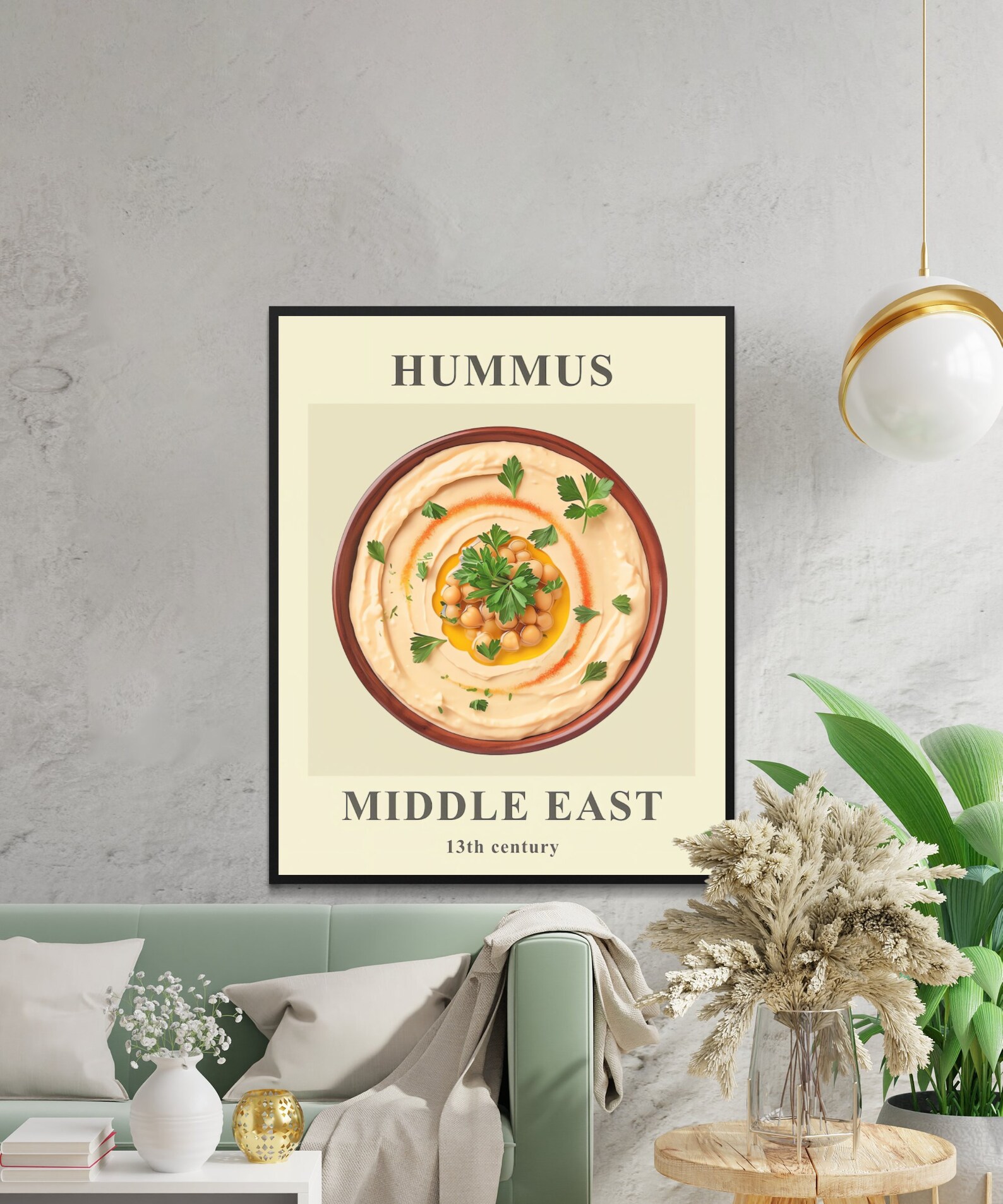 Hummus Poster | Mediterranean Kitchen | Lebanon Food | Mid Century ...