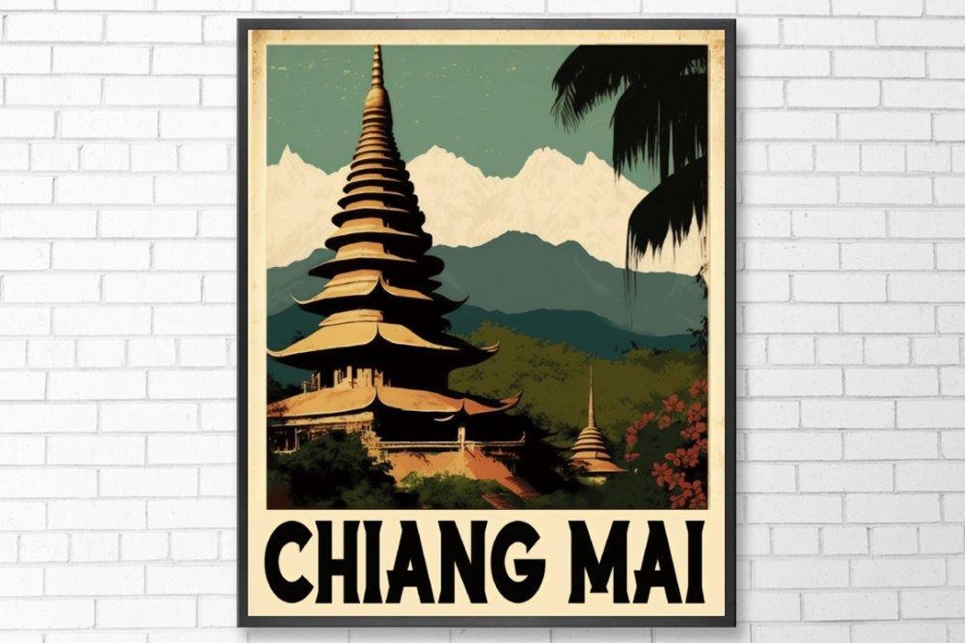 Chiang Mai Poster, Chiang Mai Wall Art, Retro Travel Poster, Travel ...