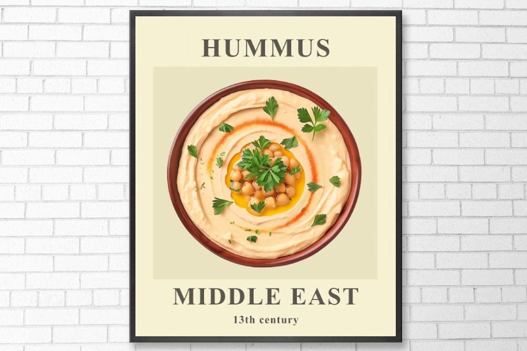 Hummus Poster | Mediterranean Kitchen | Lebanon Food | Mid Century ...