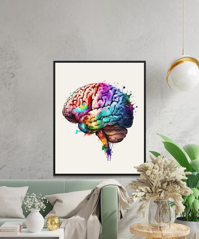 Neurology Art, Watercolor Print, Neurodiversity Brain Art, PNG File ...