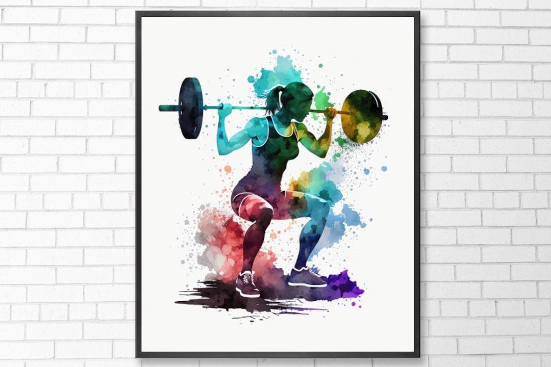 Fitness Girl Print Watercolor, Gym Wall Art, Gym Wall Art Print ...