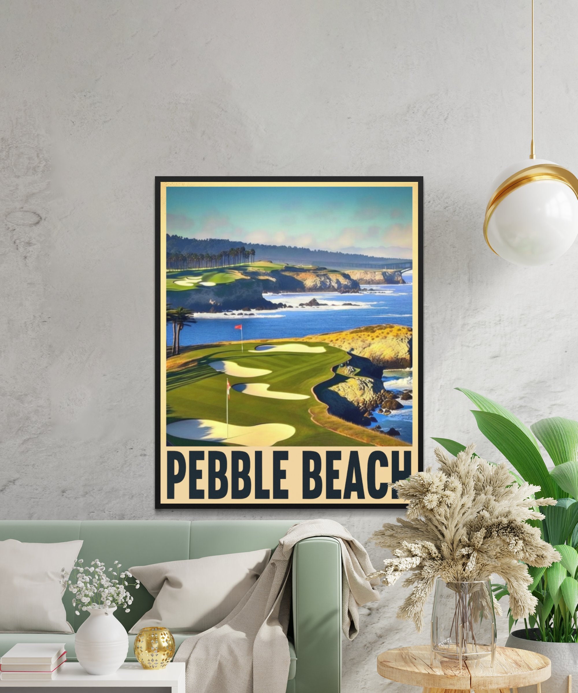 Pebble Beach Golf Poster | Pebble Beac Print | Travel Poster | Golf ...