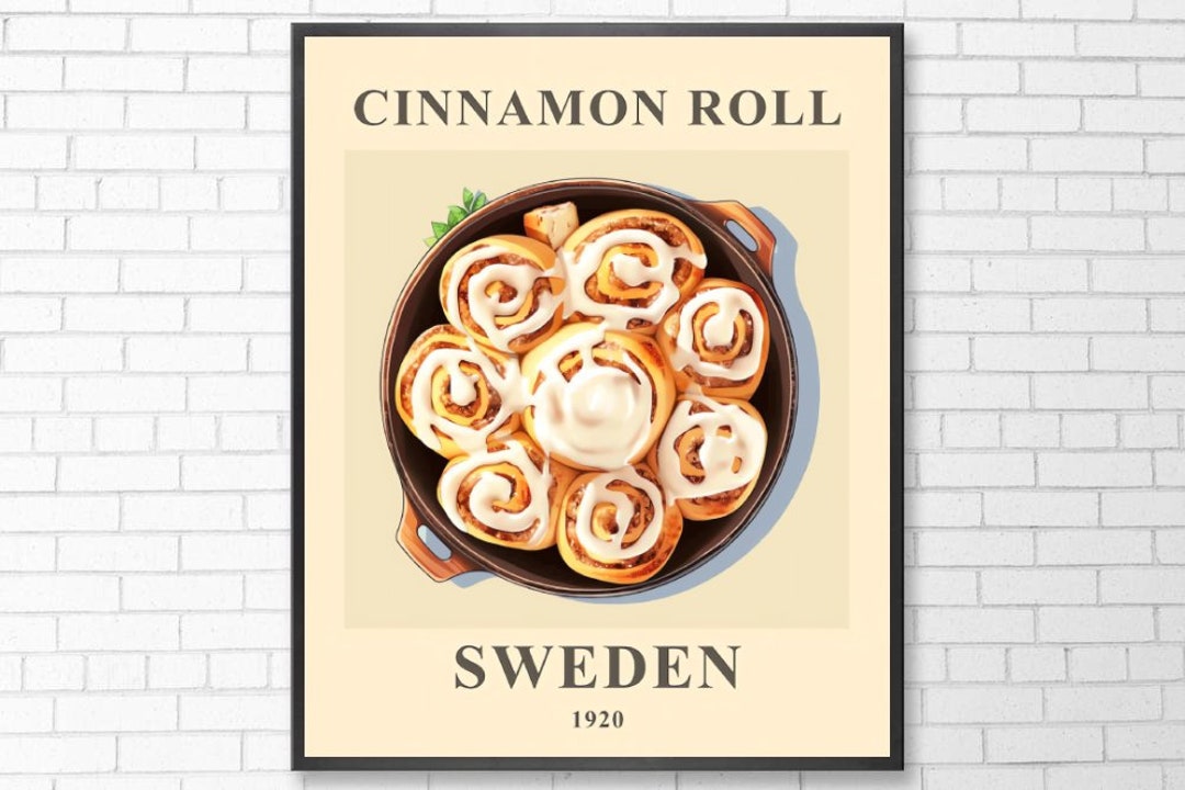 Cinnamon Roll Poster | Digital Download | Sweden Art | Retro Cinnamon ...